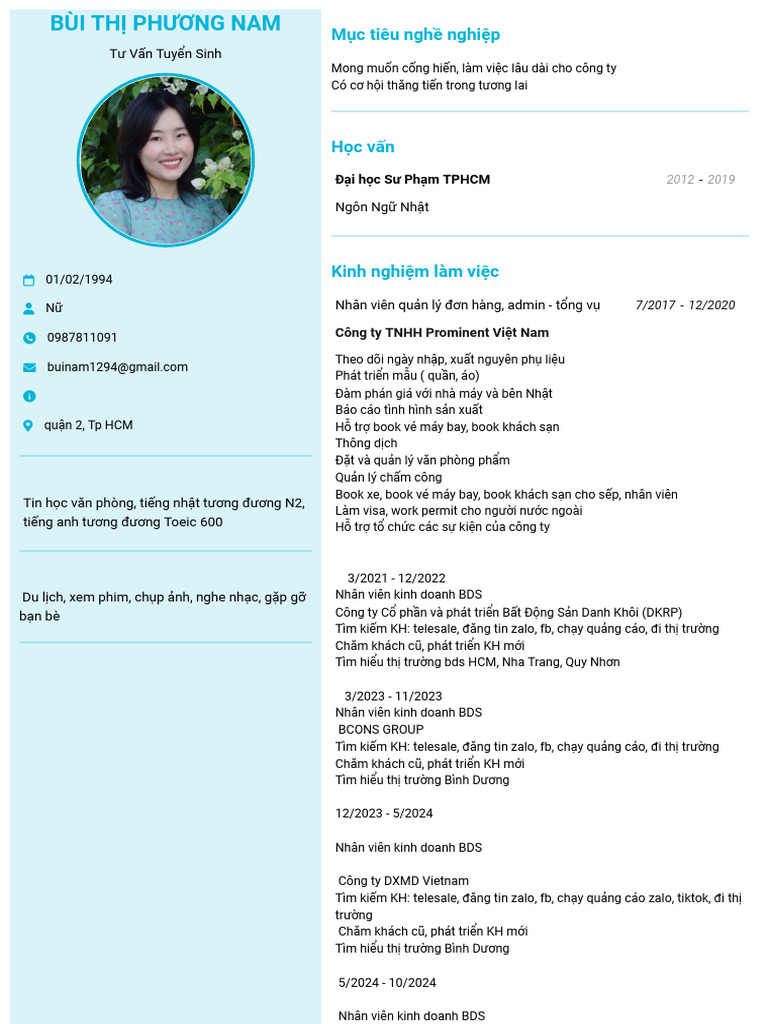 CV Bui-Thi-Phuong-Nam | PDF