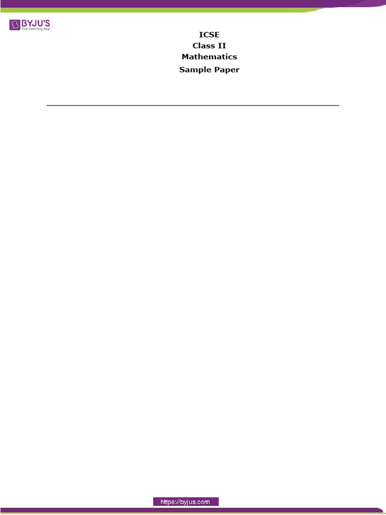 Class II Mathematics Sample Paper | PDF | Numbers | Mathematics