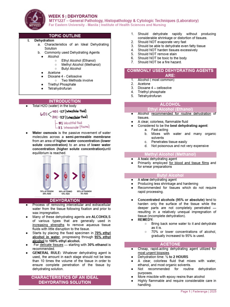 Dehydration Techniques in Pathology | PDF | Ethanol | Tetrahydrofuran