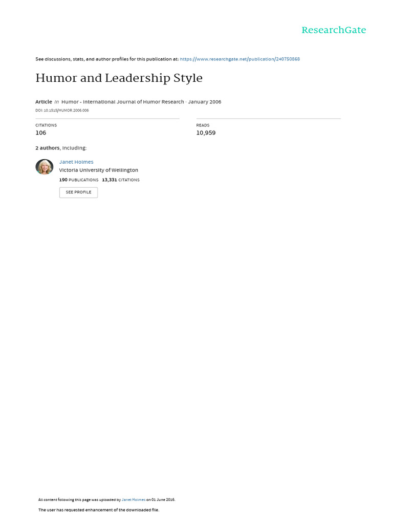 Humor's Role in Leadership | PDF | Leadership | Humour