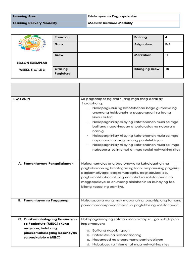 EsP 4-Q1-MELC 3- WEEKS 5-6 | PDF