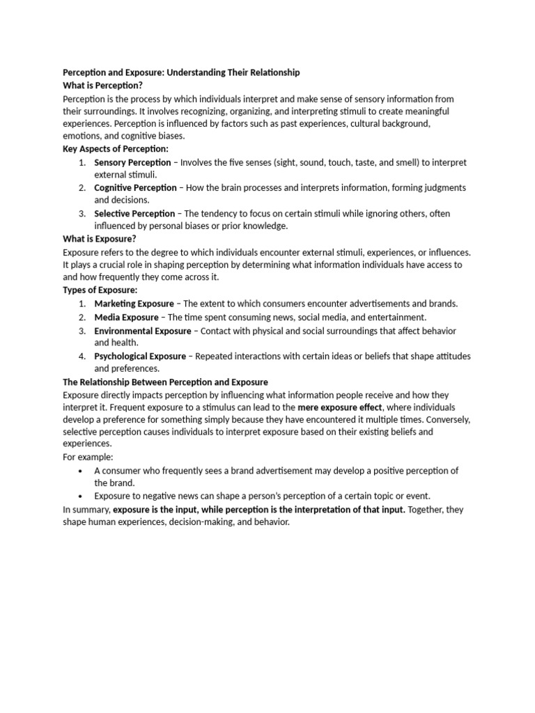 Perception & Exposure Explained | PDF
