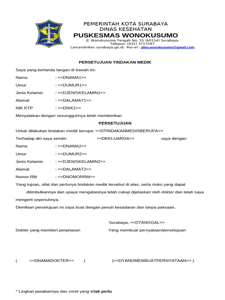 Persetujuan Tindakan Medis | PDF