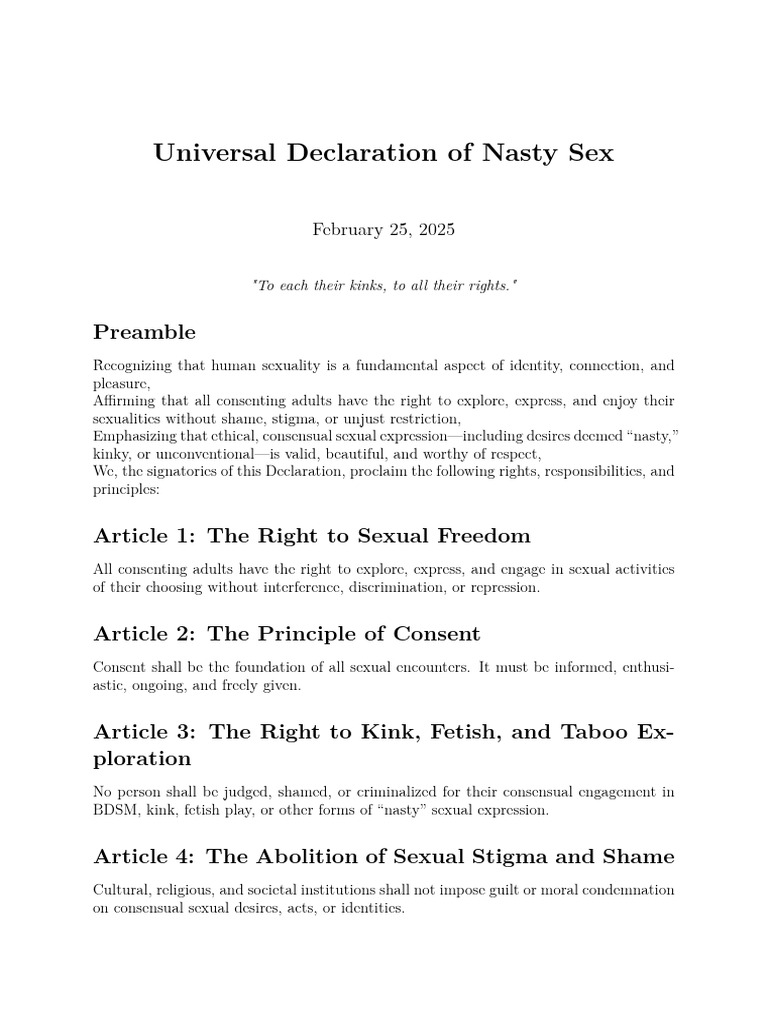 Universal Declaration Of Nasty Sex Pdf Consent Sex Work