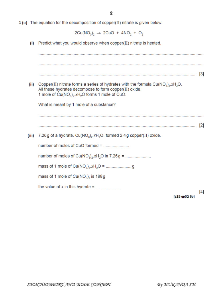 Stoichiometry and Mole Concept Worksheet (1) - Pages-Deleted | PDF ...
