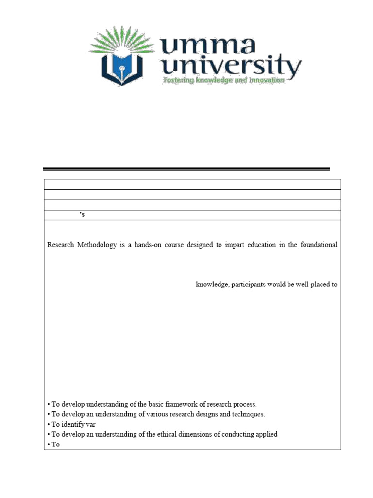 Research Methodology Course Outline | PDF | Methodology | Hypothesis