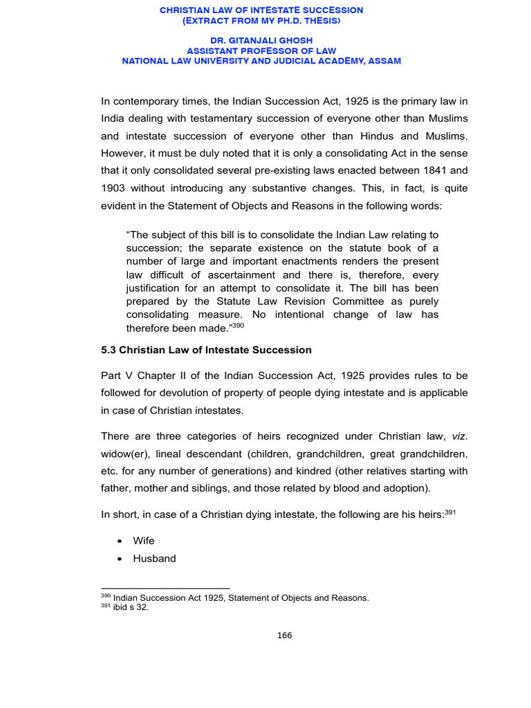 Intestate - Succession Christian Law | PDF | Intestacy | Will And Testament
