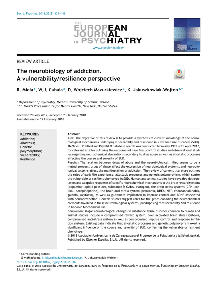 Neurobiology of Addiction: Vulnerability & Resilience | PDF | Reward ...