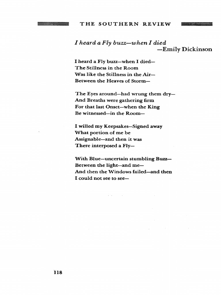 I Heard a Fly Buzz When I Died -POEM | PDF