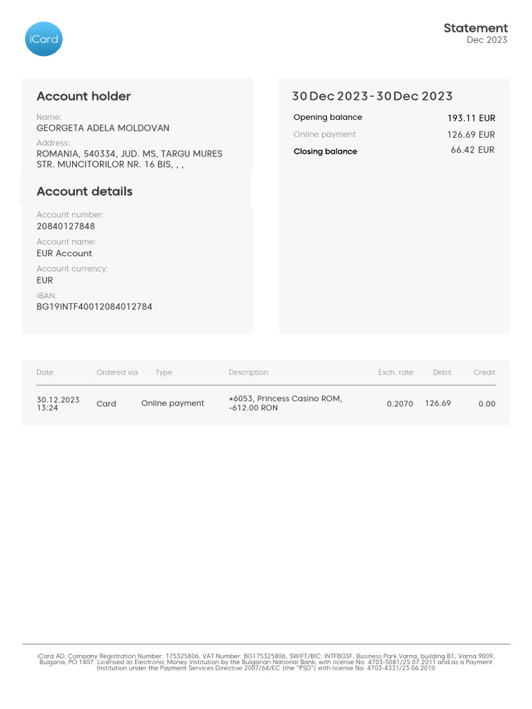 iCard Statement December 2023 | PDF