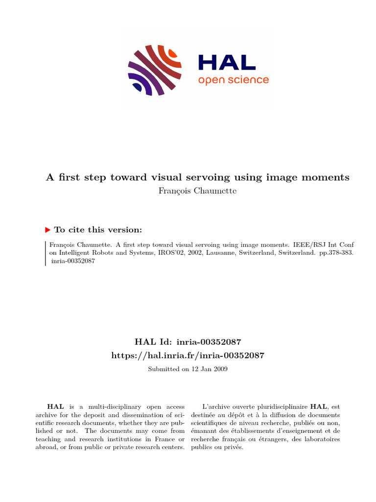 Visual Servoing with Image Moments | PDF | Geometry | Euclidean Geometry