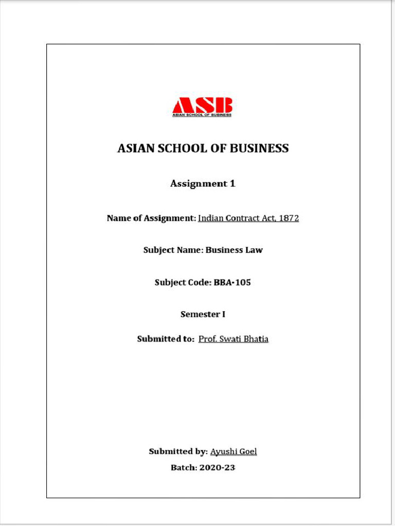 BL Ayushi Goel BBA Assignment-1 | PDF