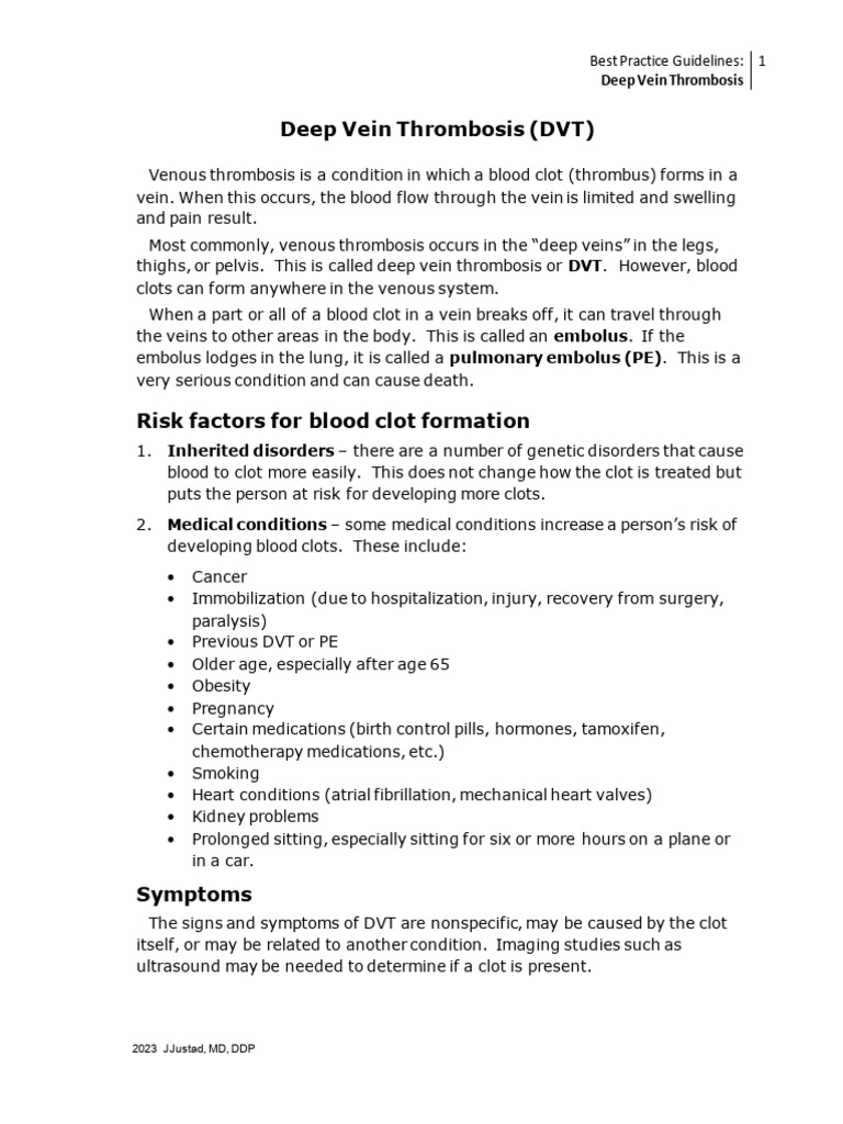 DVT and Treatment 040423 | PDF | Thrombosis | Vein