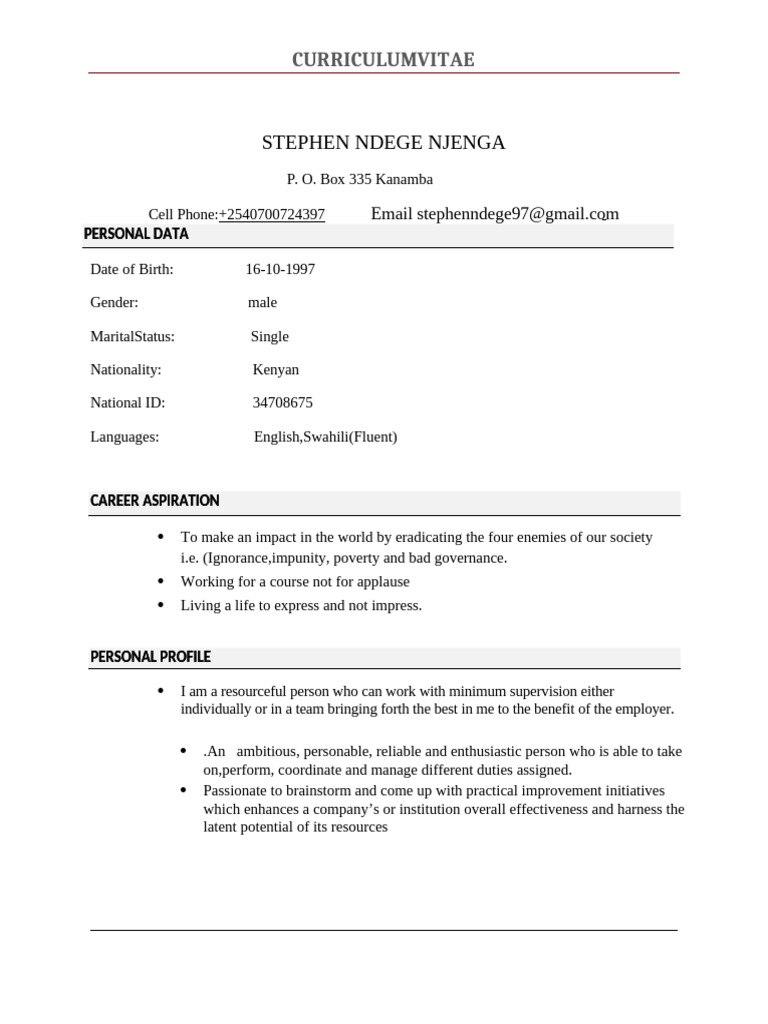 Stephen Njenga's CV | PDF