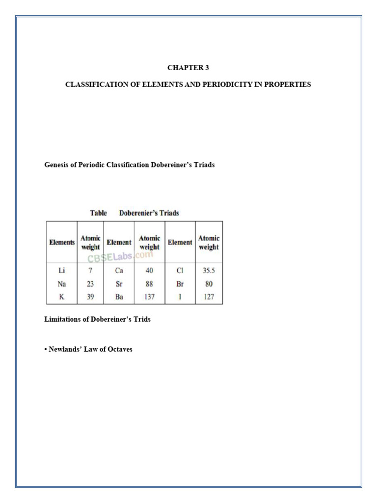 Classification of Elements and Periodicity in Properties | PDF ...