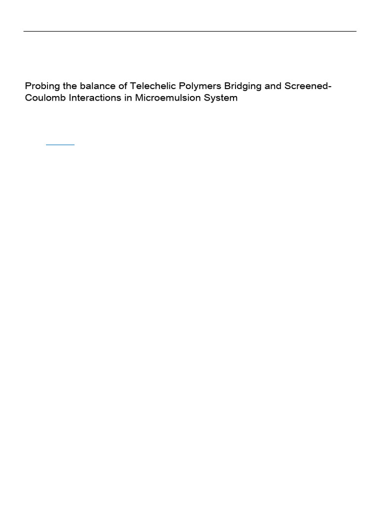 Telechelic Polymers in Microemulsions | PDF | Physical Chemistry ...