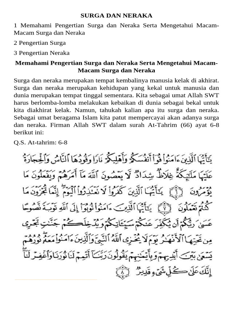 Pengertian Surga dan Neraka dalam Islam | PDF