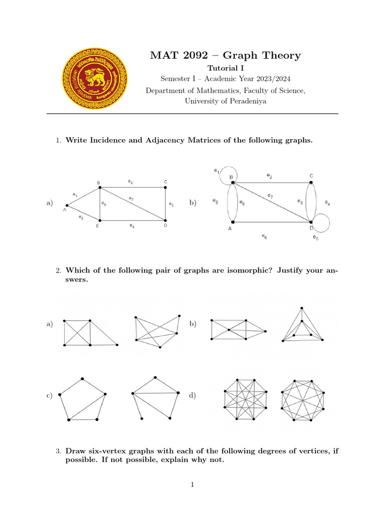 Graph Theory Tutorial Guide | PDF