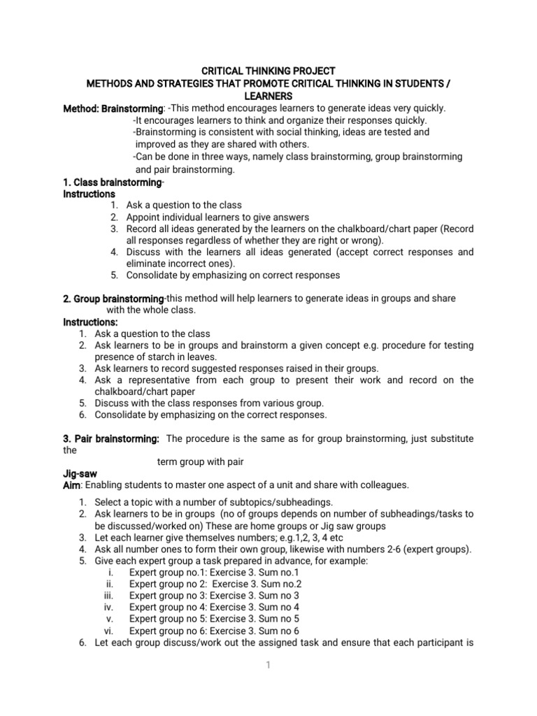 CRITICAL_THINKING_PROJECT_-_Copy | PDF