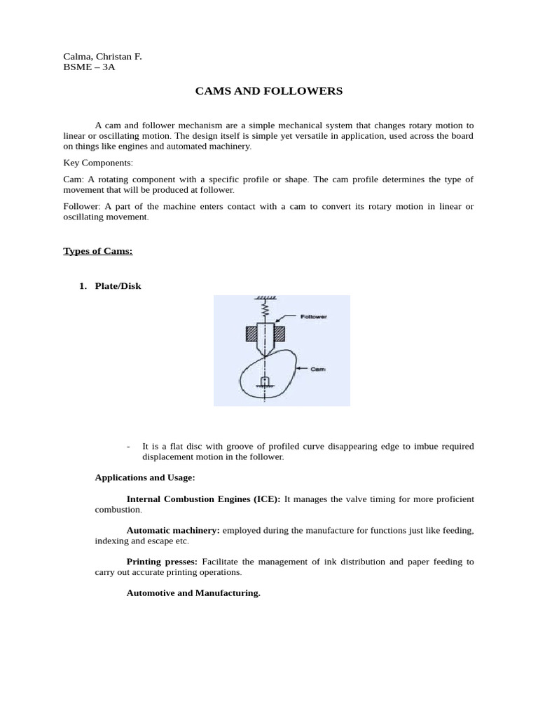 Cam and Follower Mechanisms Explained | PDF | Machines | Mechanical ...