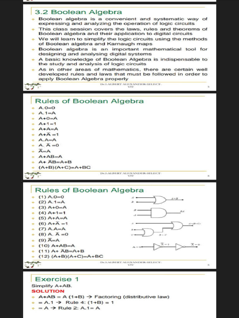 Boolean Algebra for Logic Circuits | PDF | Mathematics | Mathematical Logic