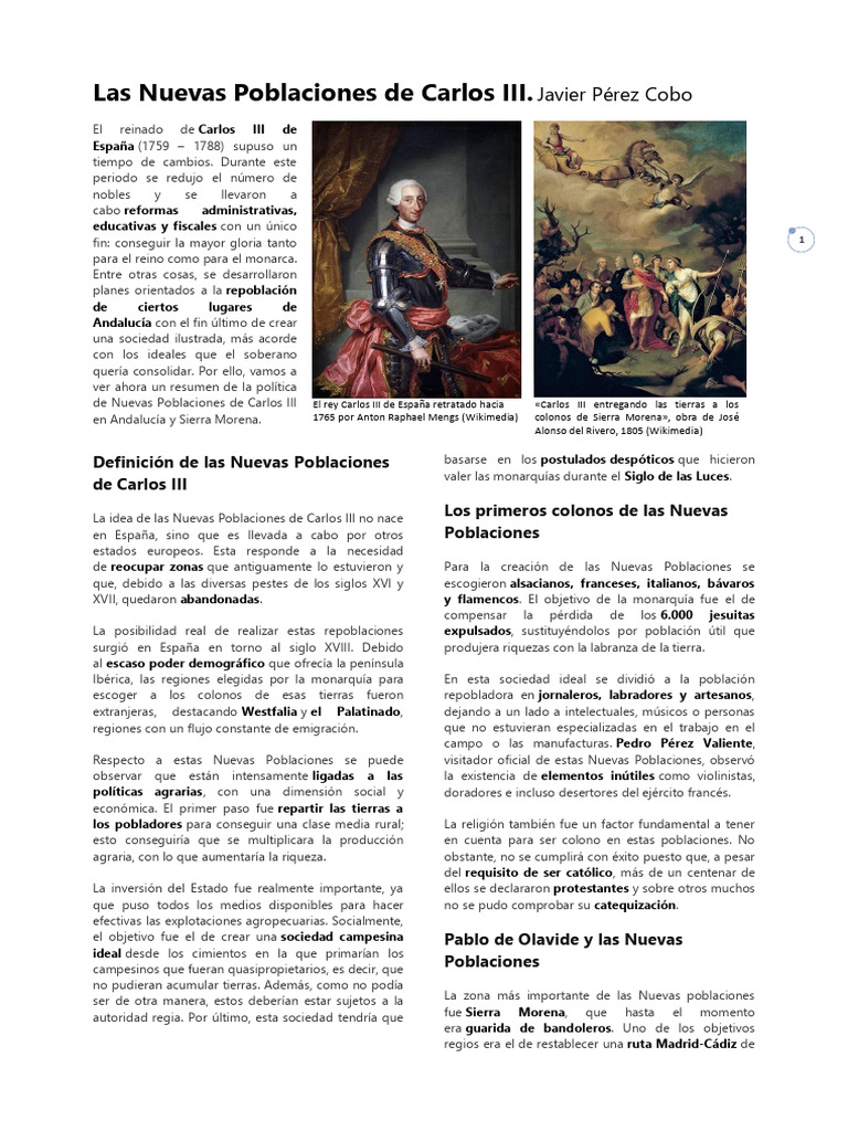 Nuevas Poblaciones de Carlos III | PDF | España