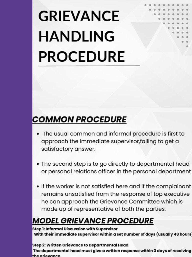 Grievance Handling Procedure | PDF