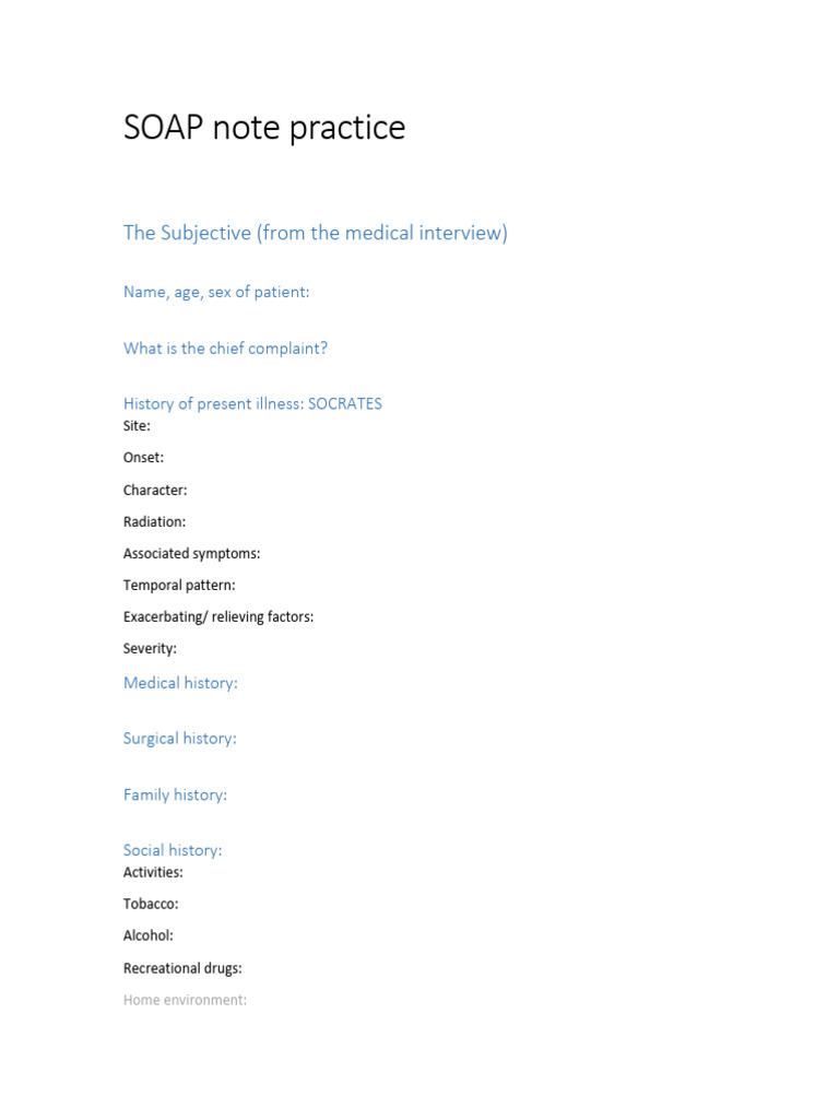 SOAP - The Subjective Form | PDF
