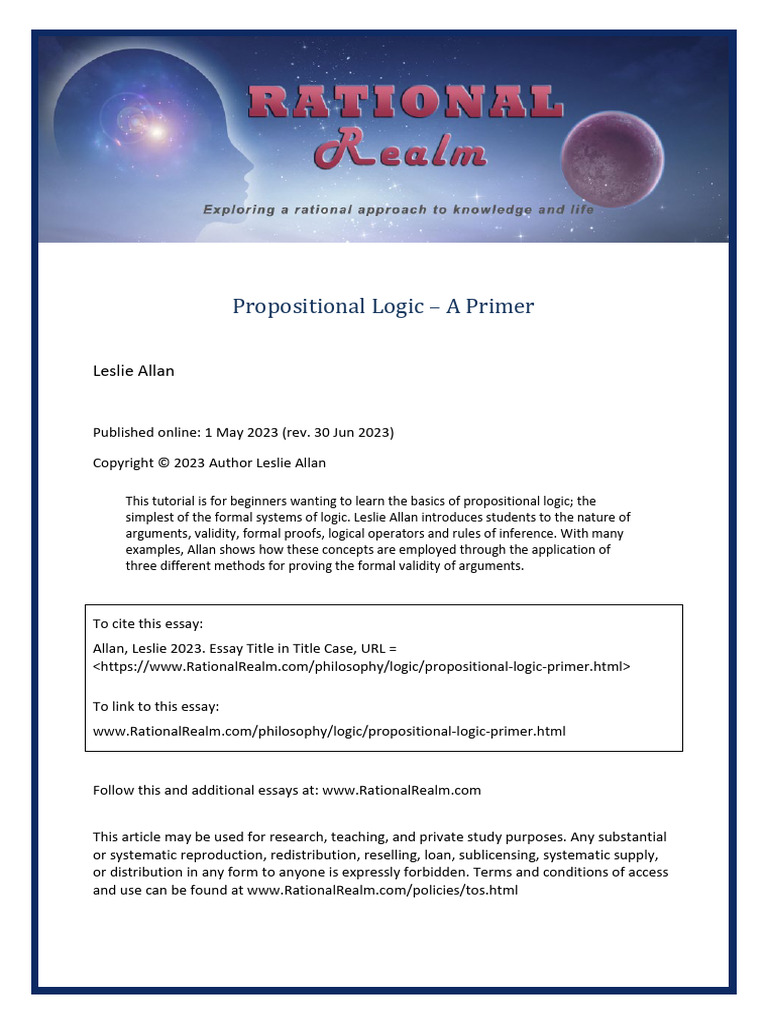 03_Propositional Logic | PDF | Logic | Argument