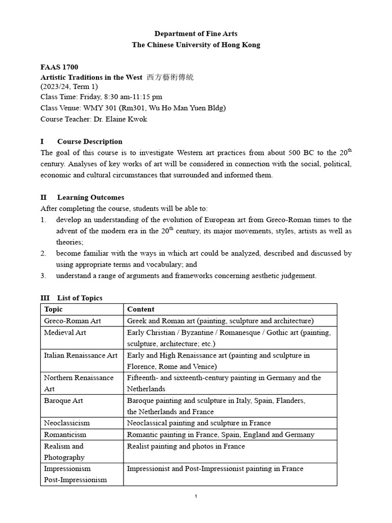 Western Artistic Traditions Course Guide | PDF | Abstract Art | Western Art