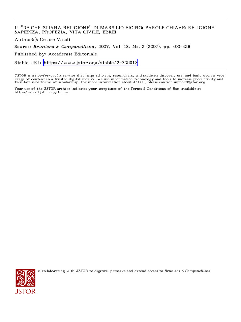 Vasoli ILDECHRISTIANA 2007 | PDF