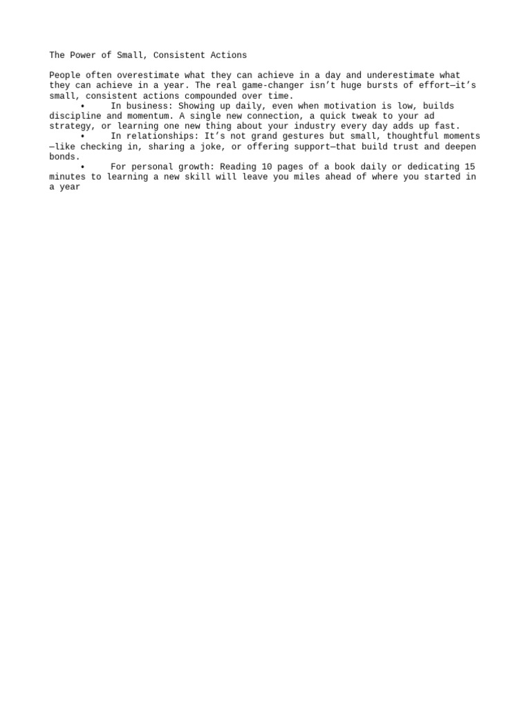 The Power of Small, Consistent Actions People Often Overestimate | PDF