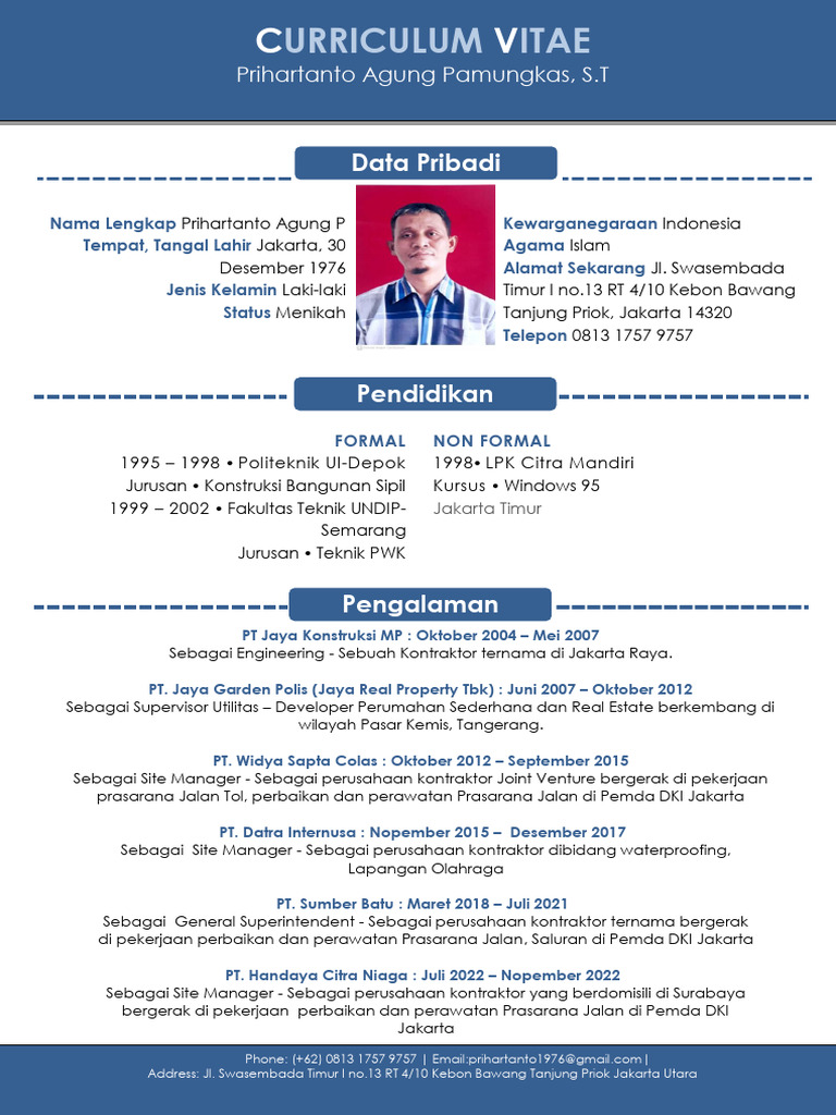 Prihartanto Agung Pamungkas SITE MANAGER Resume | PDF