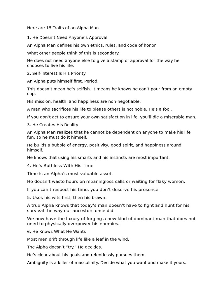 15 Traits of an Alpha Male | PDF | Disciplines | Psychology