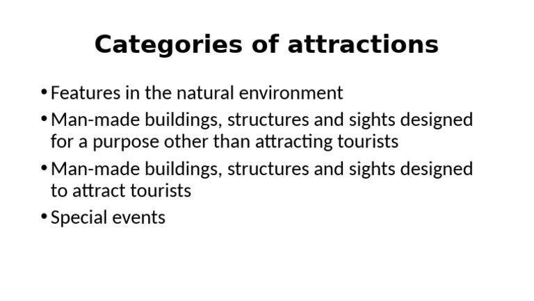 Types of Tourist Attractions Explained | PDF