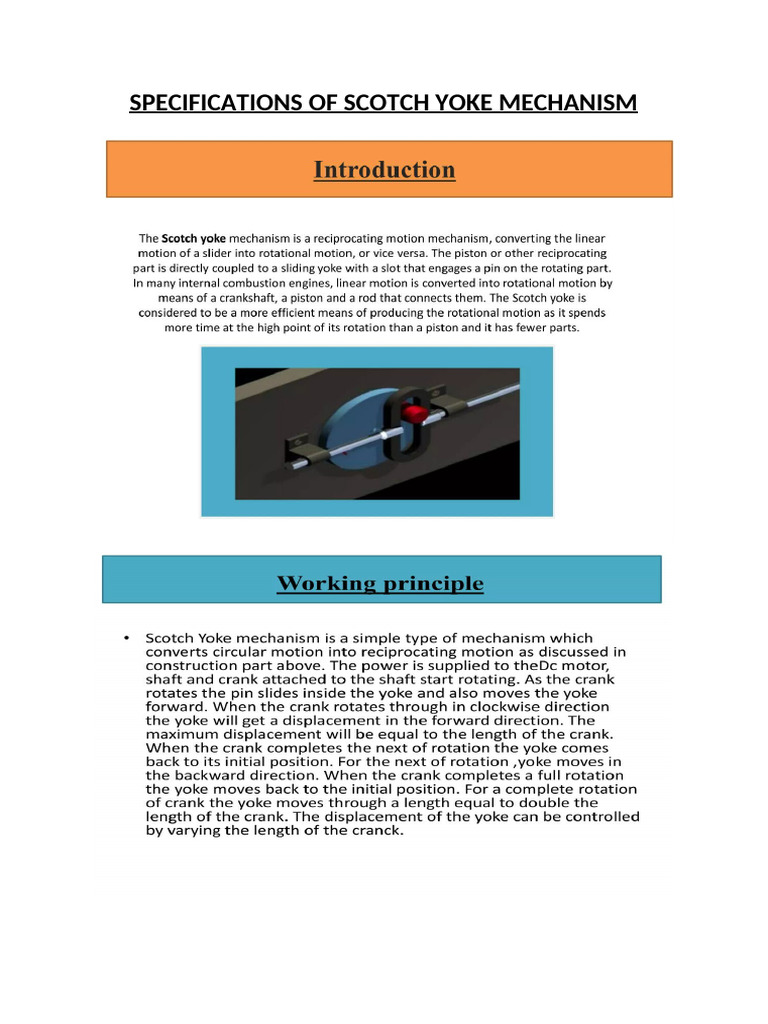 Specifications of Scotch Yoke Mechanism | PDF
