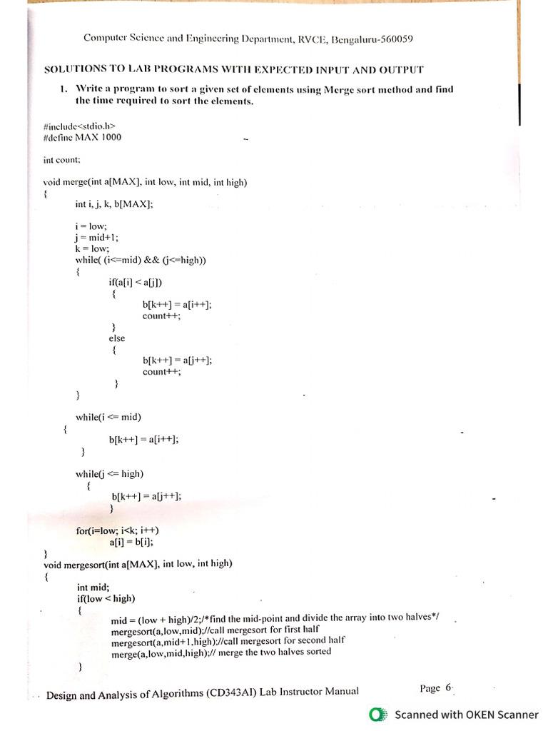 DAA Lab Manual Sem 4 IV | PDF
