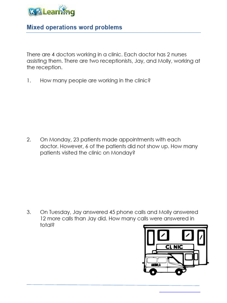 Mixed Operations Word Problems Worksheet | PDF