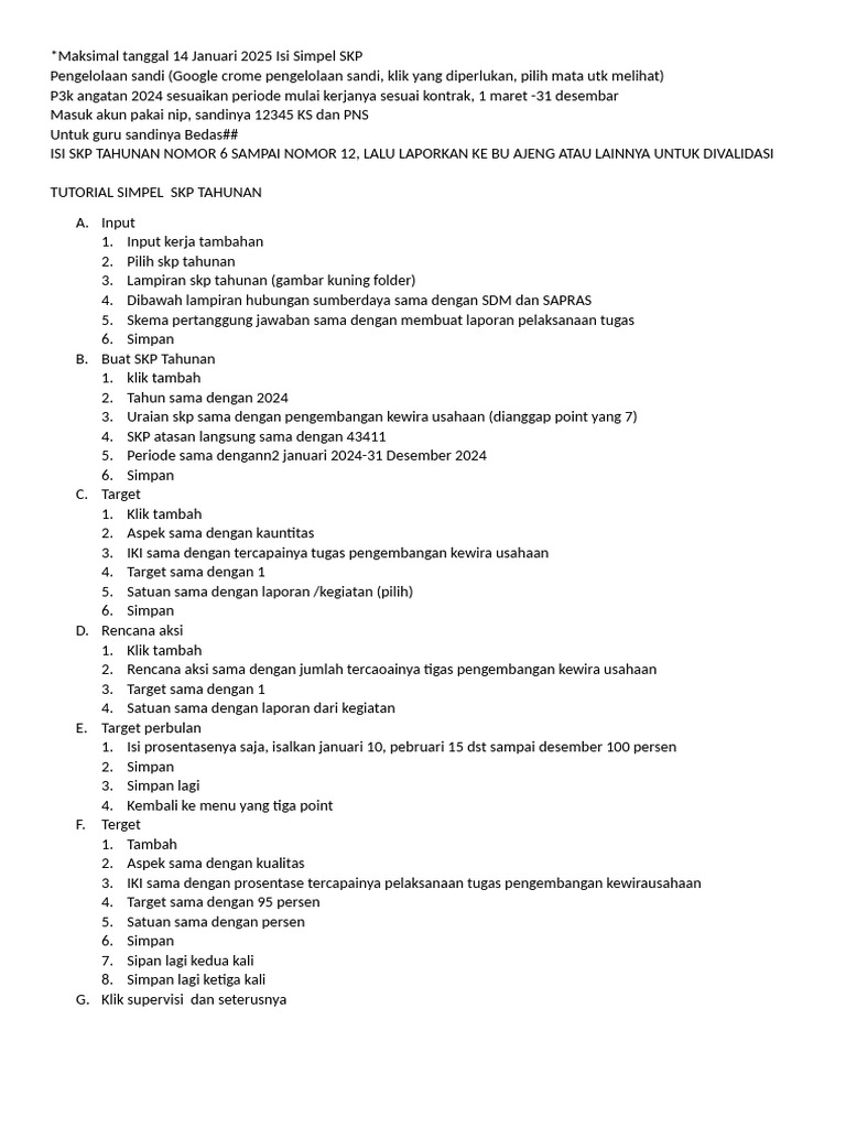 TUTORIAL SIMPEL PENGISIAN SKP TAHUNAN | PDF