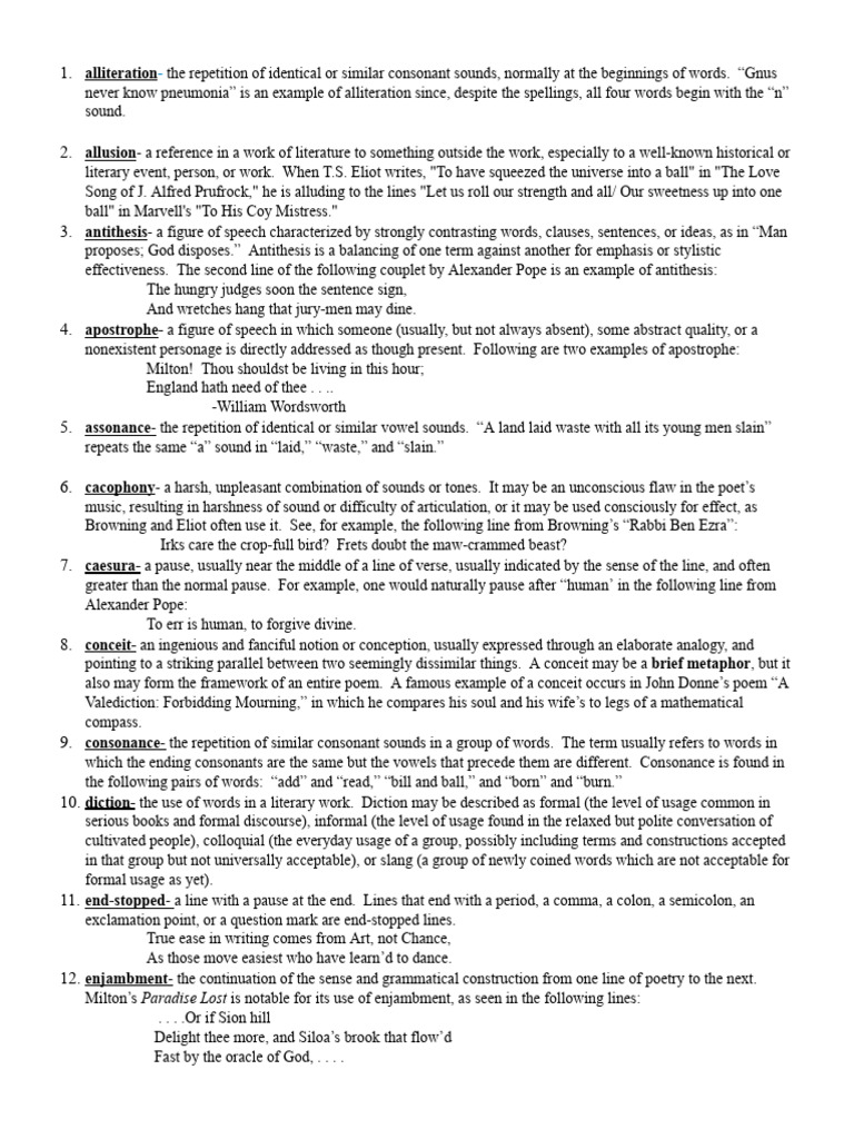 AP English Poetry Terms | PDF | Poetry