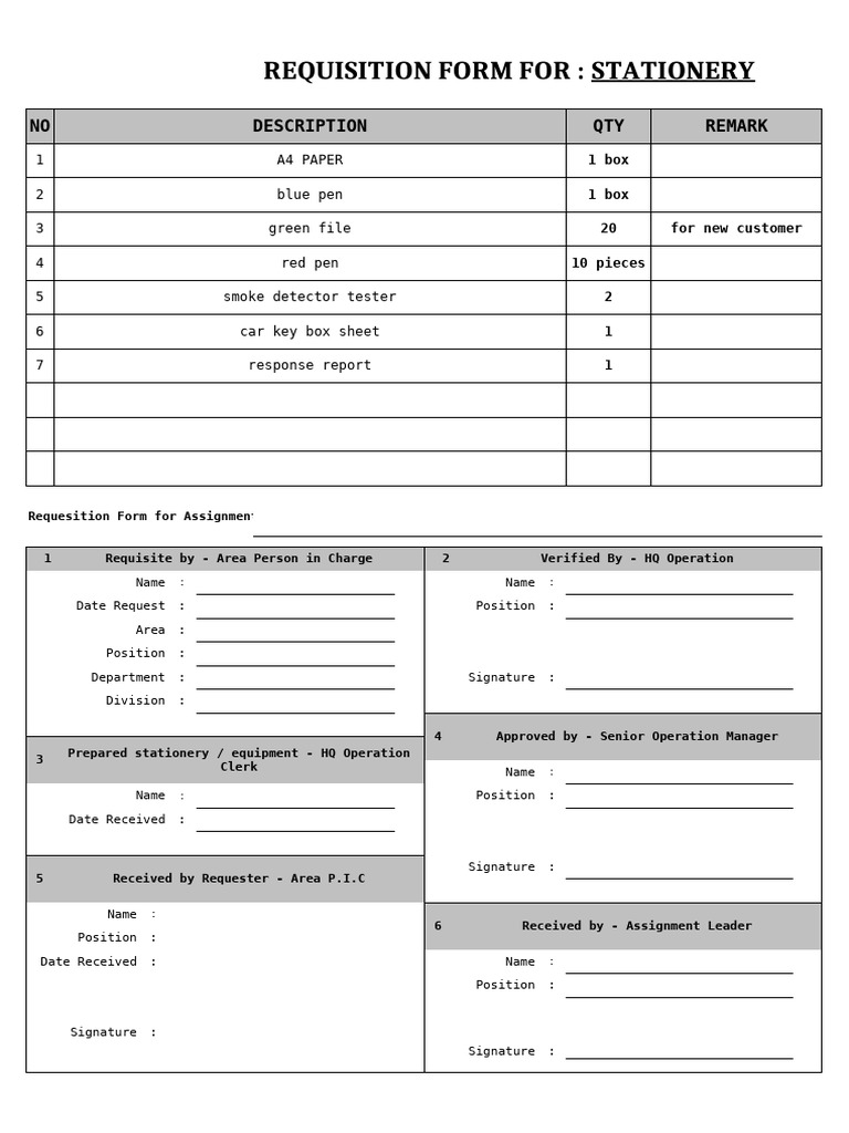 Stationery Request | PDF