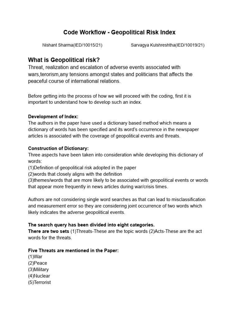 Geopolitical Risk Index Development Guide | PDF