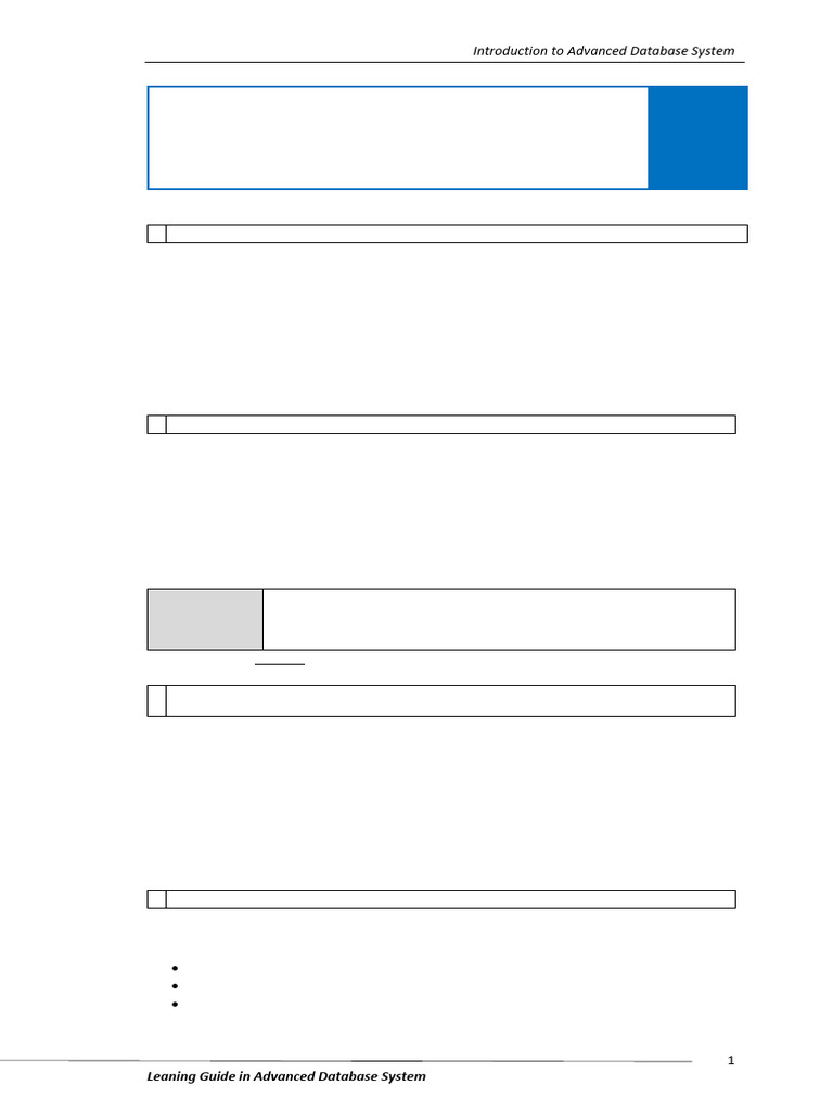 Unit 1 Introdcution To Advanced Database Systems | PDF | Databases | Relational Model