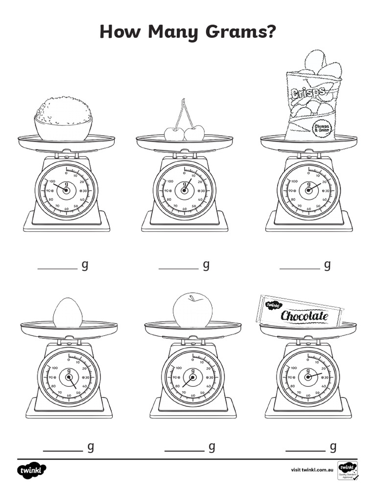 SR KG Maths: Grams Worksheet | PDF