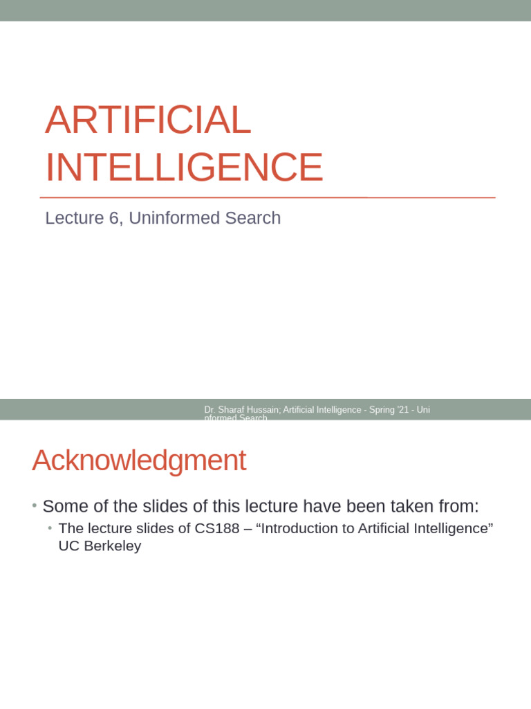 Artificial Intelligence Lec 6 - Uninformed Search | PDF | Algorithms | Theoretical Computer Science