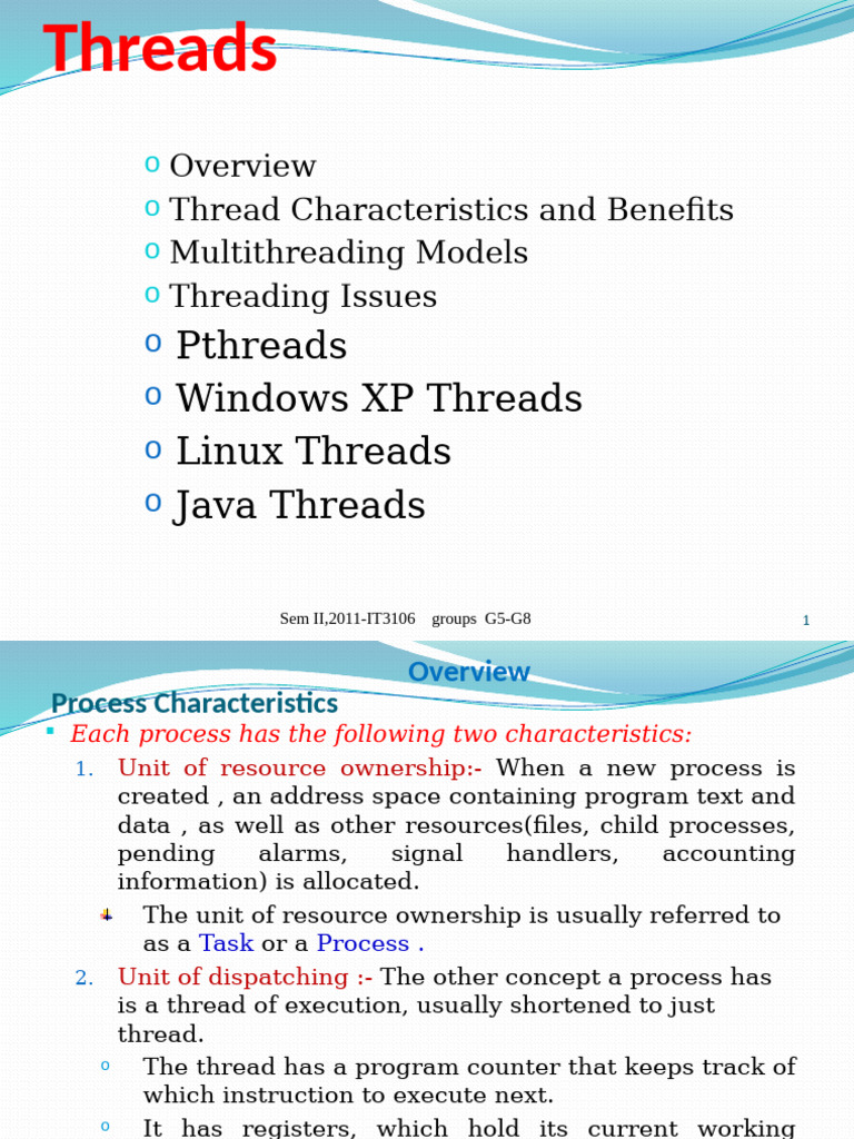 Chapter 2 Part II Threads | PDF | Thread (Computing) | Process (Computing)