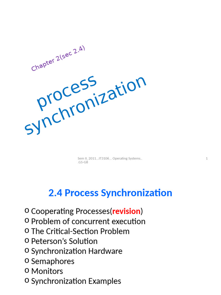 Chapter 2 Part IV Process Synchronization | PDF | Process (Computing) | Synchronization
