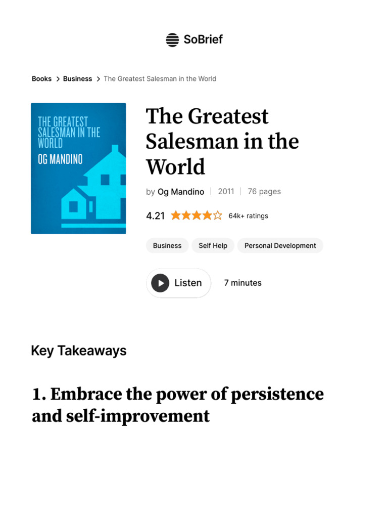 The Greatest Salesman in The World | PDF | Prayer | Personal Development