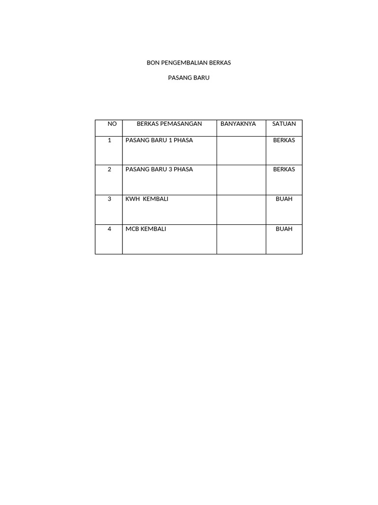 Bon Pengembalian Berkas | PDF