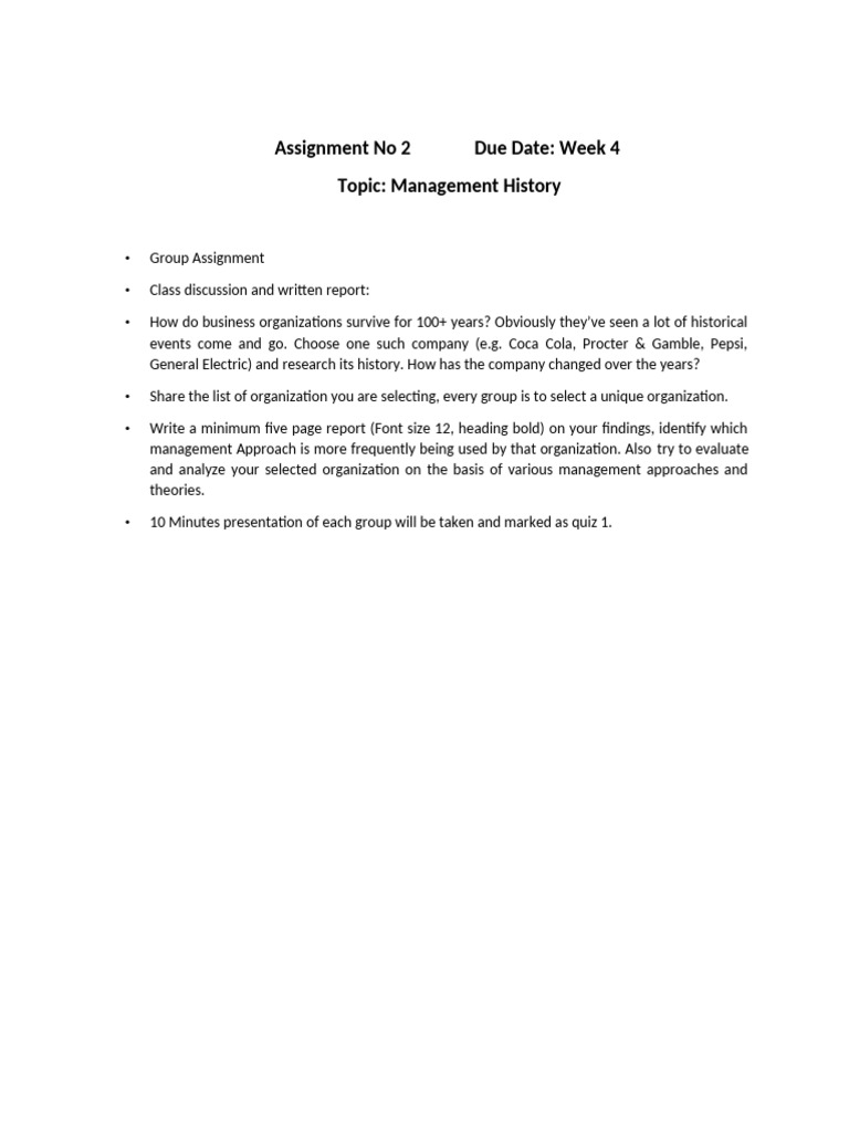 Assignment 2 Quiz 1 Week 4 Mgt History 17022025 050346pm | PDF